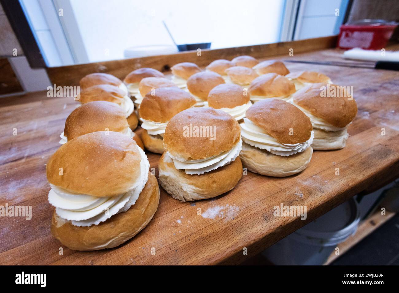 Traditional Swedish semla is sold in large quantities at bakeries in ...