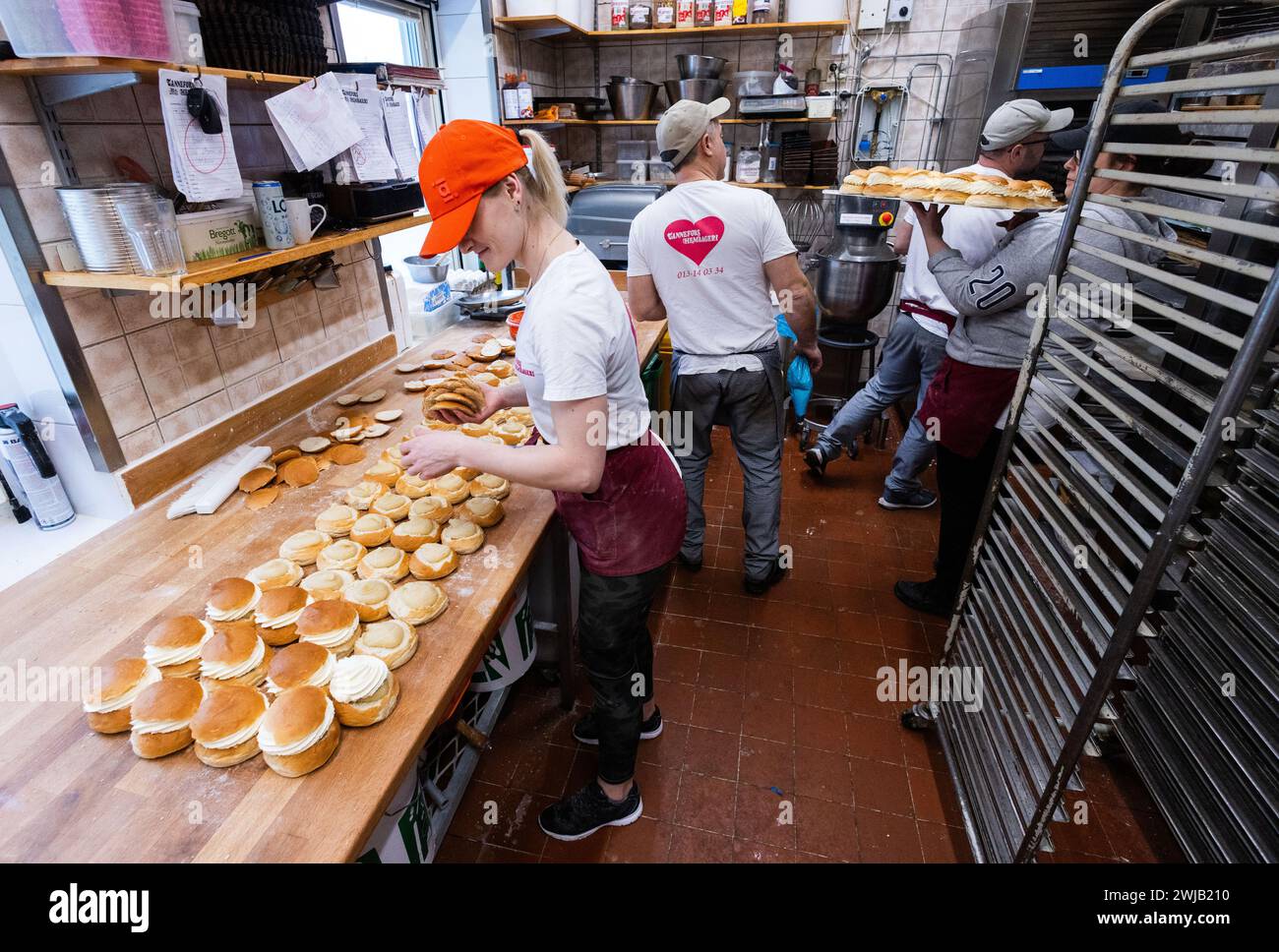 Traditional Swedish semla is sold in large quantities at bakeries in ...
