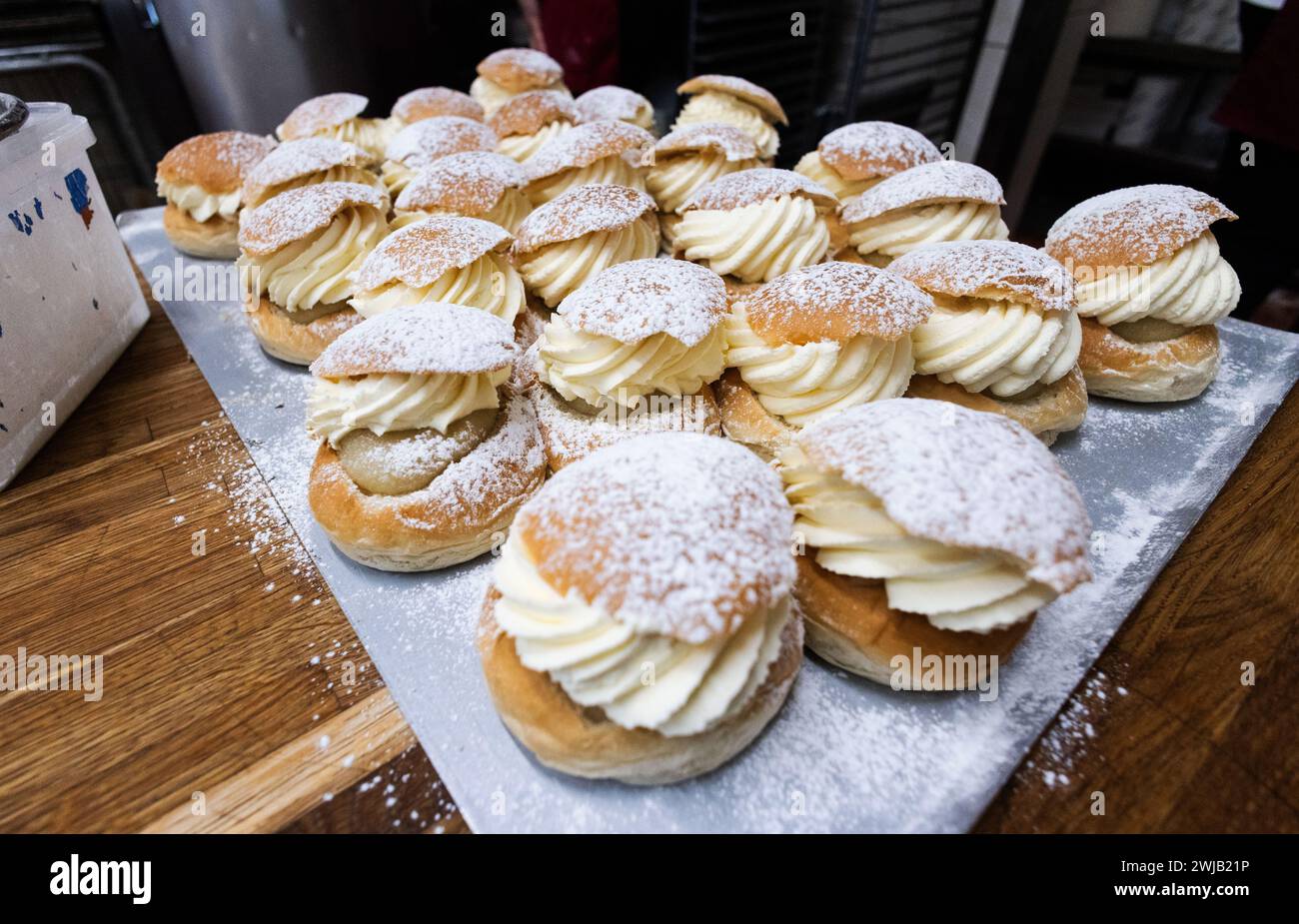Traditional Swedish semla is sold in large quantities at bakeries in ...