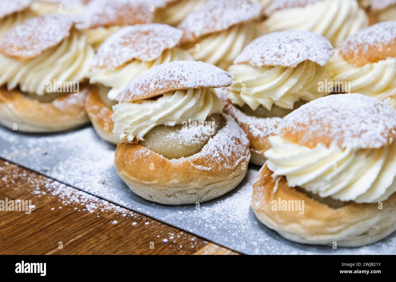 Traditional Swedish semla is sold in large quantities at bakeries in ...