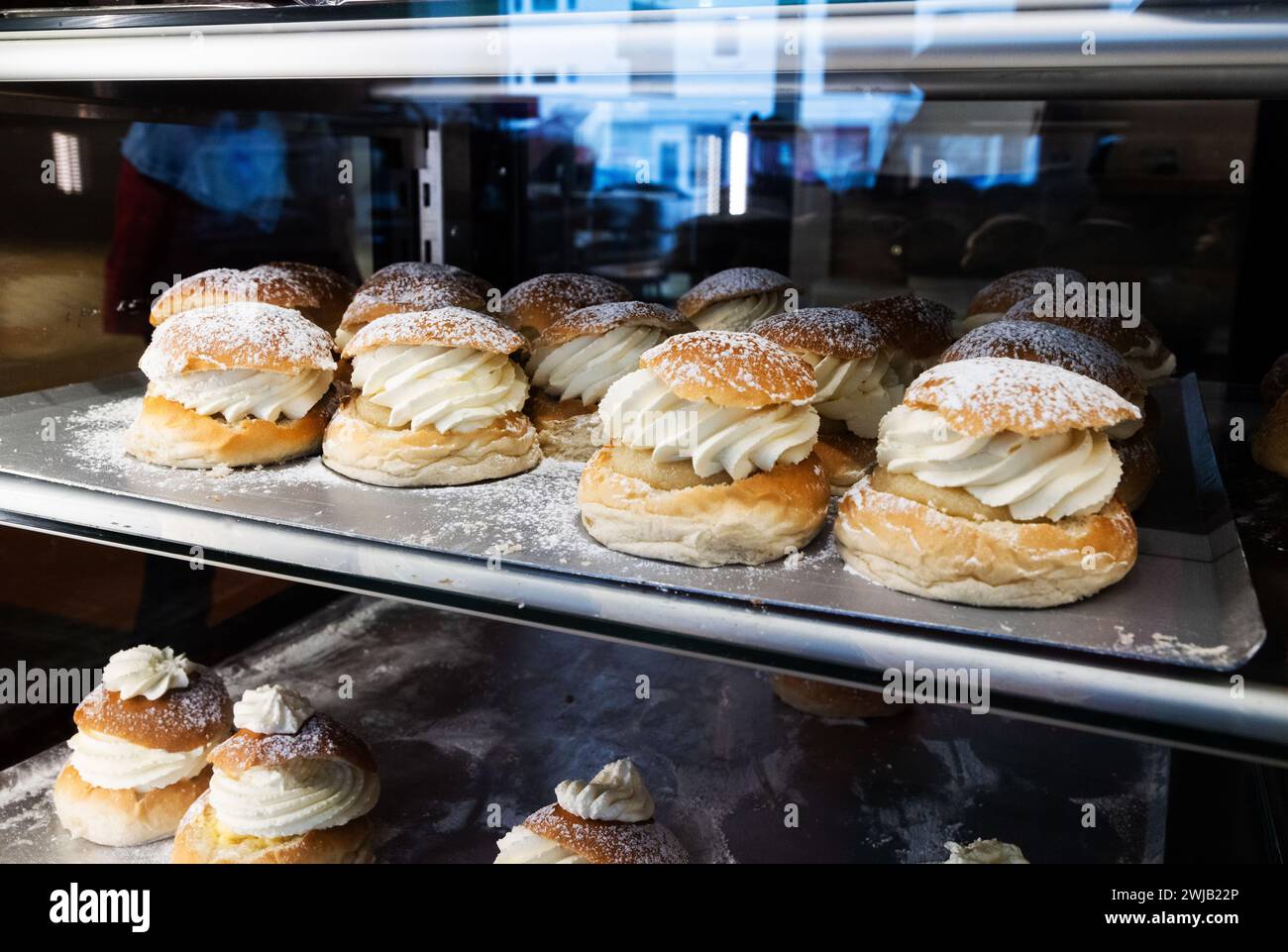 Traditional Swedish semla is sold in large quantities at bakeries in ...