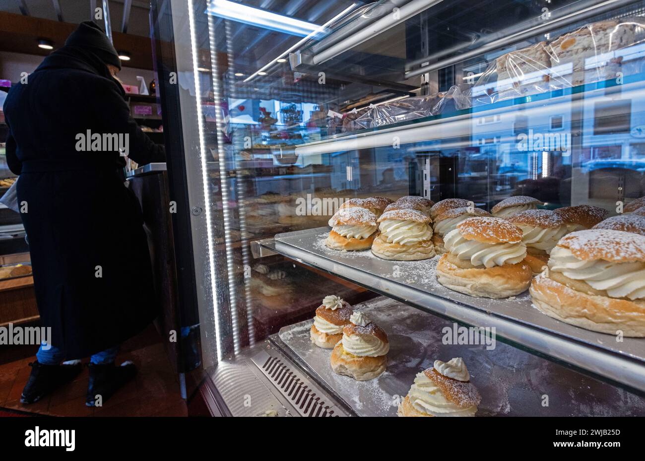 Traditional Swedish semla is sold in large quantities at bakeries in ...