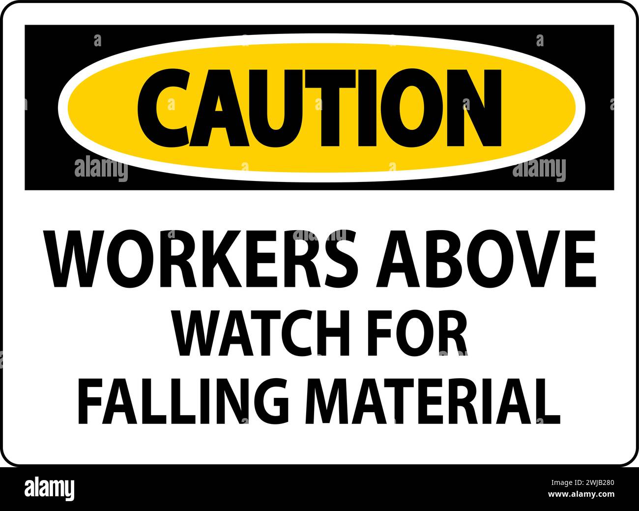 Caution Sign, Workers Above Watch For Falling Material Stock Vector ...