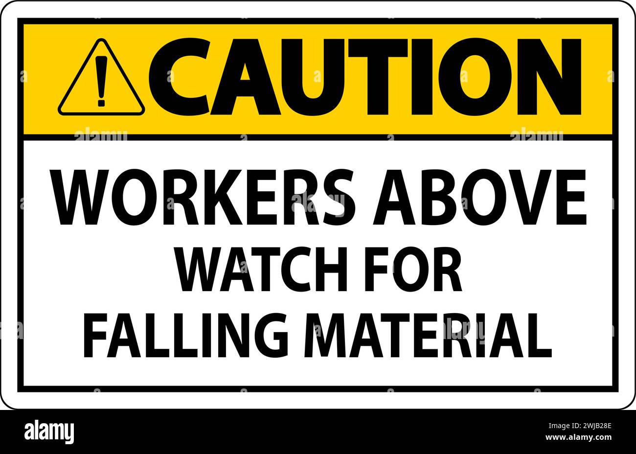 Caution Sign, Workers Above Watch For Falling Material Stock Vector ...
