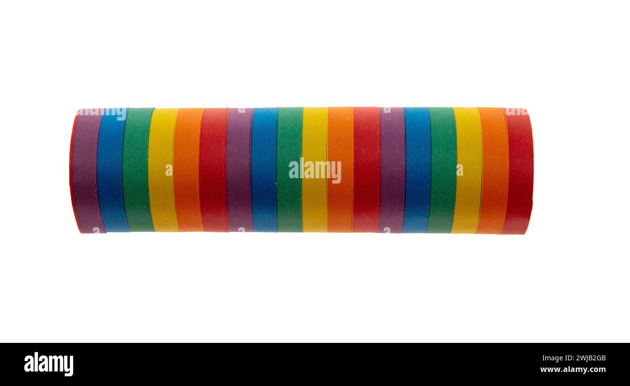 Rainbow colors streamer isolated on white transparent Stock Photo - Alamy