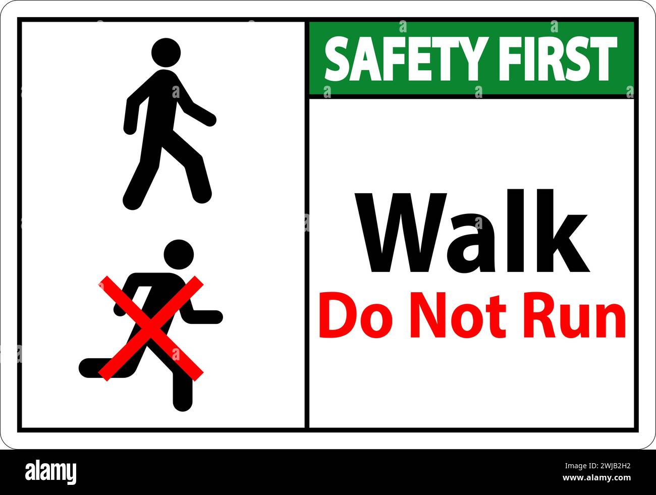 No Running Safety Sign, Safety First - Walk, Do Not Run Stock Vector ...