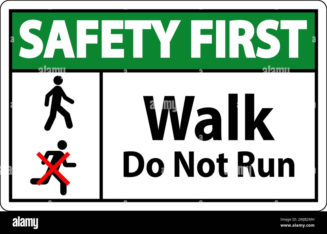 No Running Safety Sign, Safety First - Walk, Do Not Run Stock Vector ...