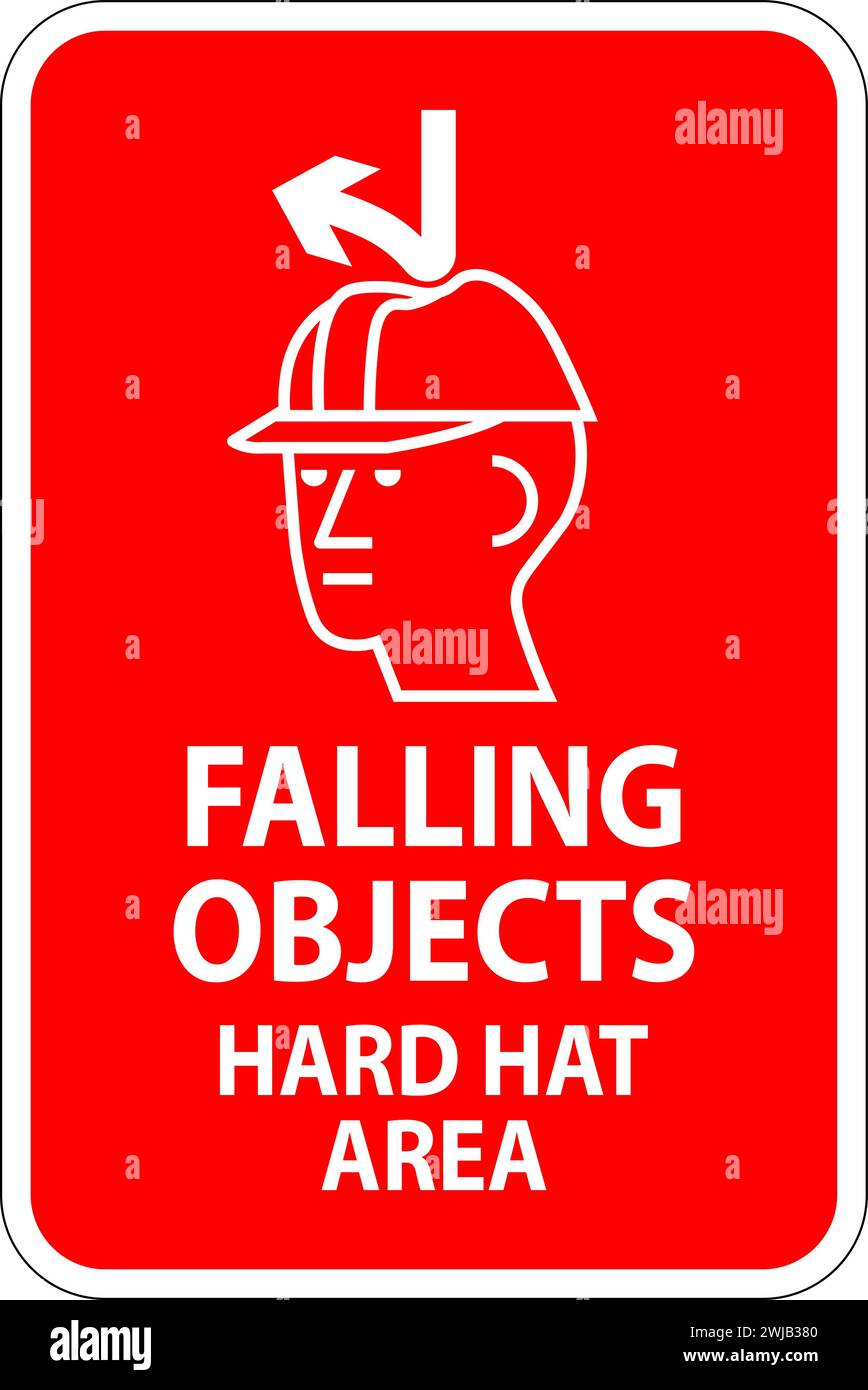 Danger Sign, Falling Objects Hard Hat Area Stock Vector Image & Art - Alamy