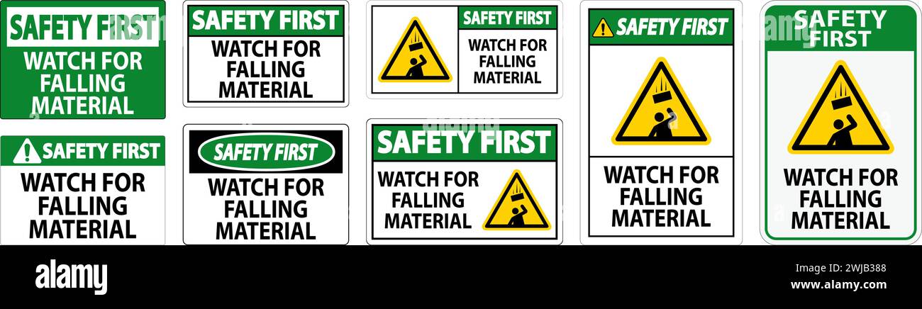 Safety First Sign, Watch For Falling Material Stock Vector Image & Art ...