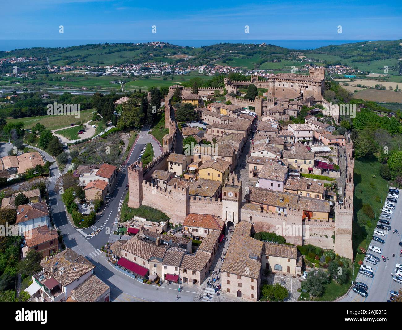 Gradara (Italy, Marche, Pesaro province), view of the castle Stock ...