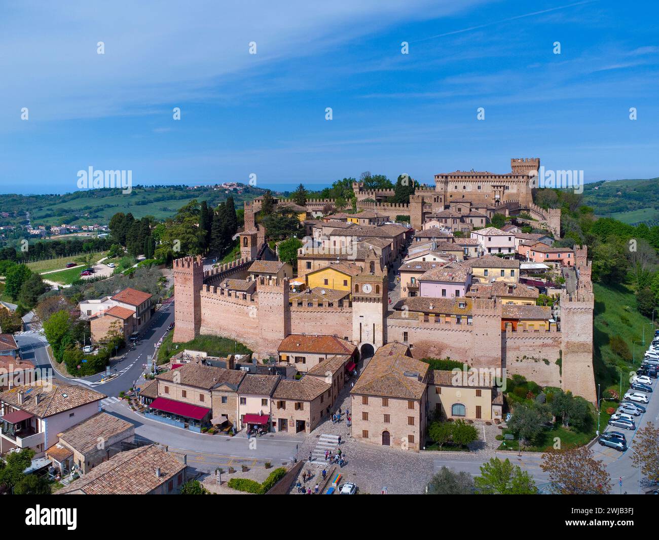 Gradara (Italy, Marche, Pesaro province), view of the castle Stock ...