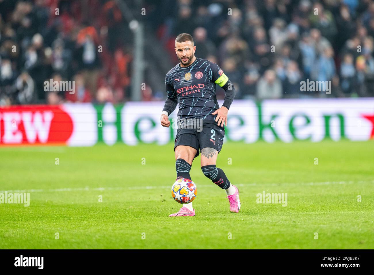 Copenhagen, Denmark. 13th Feb, 2024. Kyle Walker (2) of Manchester City ...