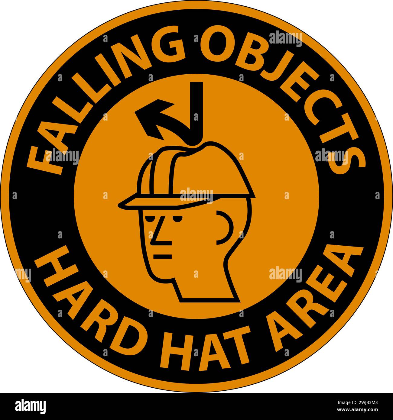 Warning Sign, Falling Objects Hard Hat Area Stock Vector Image & Art ...