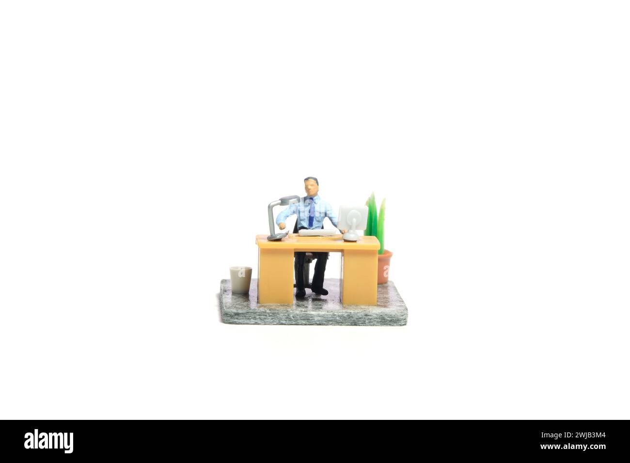 Miniature tiny people toy figure photography. Workspace station layout ...