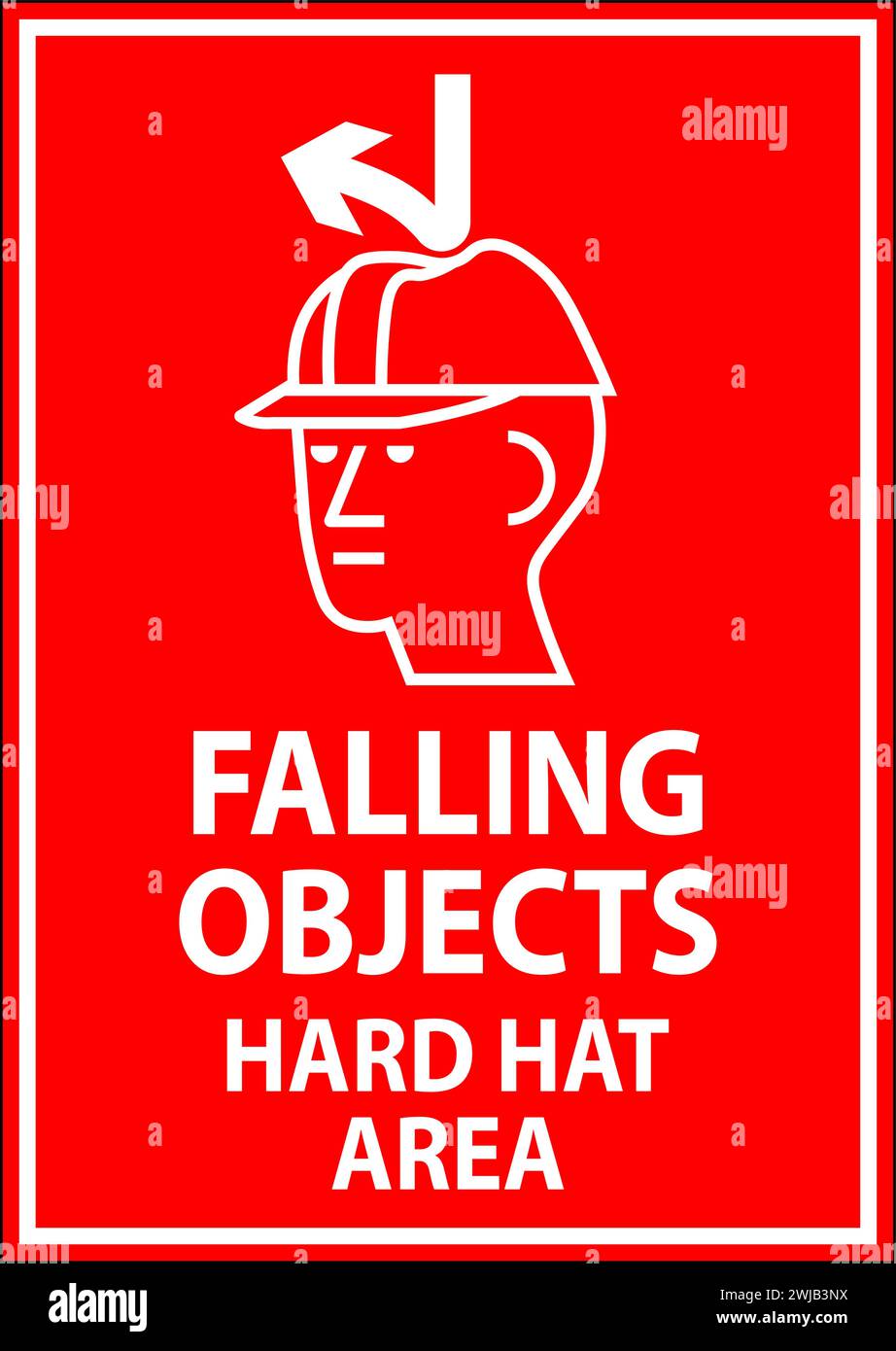 Danger Sign, Falling Objects Hard Hat Area Stock Vector Image & Art - Alamy