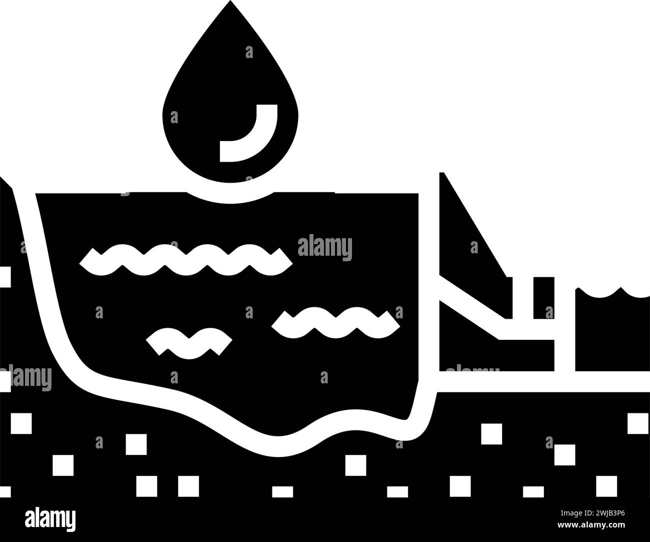 water reservoir hydroelectric power glyph icon vector illustration ...