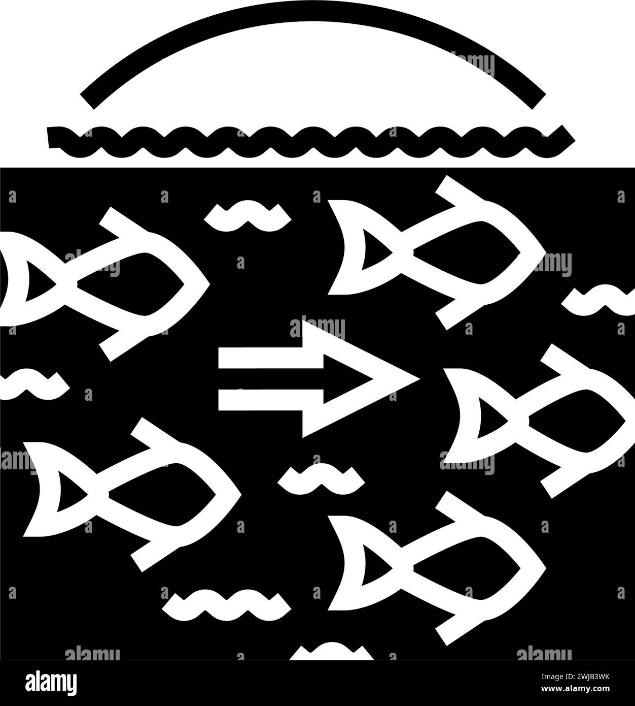 fish migration hydroelectric power glyph icon vector illustration Stock ...