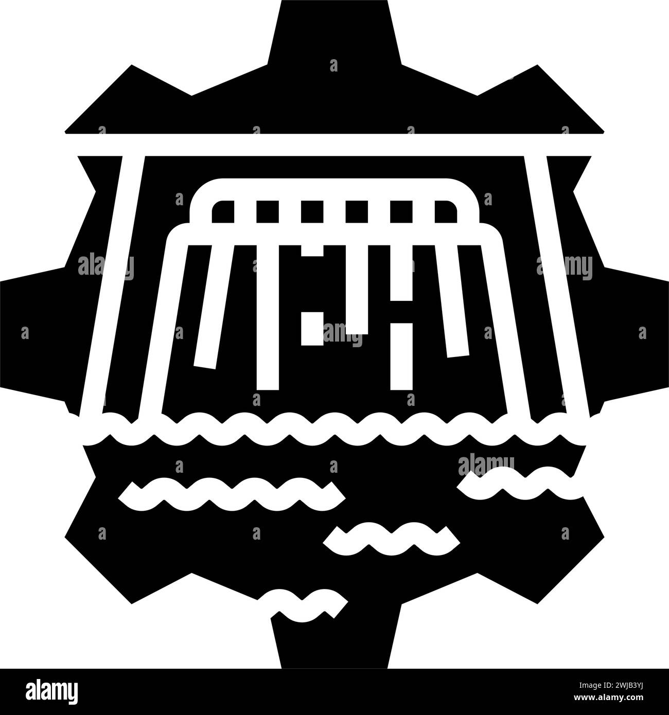 hydro technology hydroelectric power glyph icon vector illustration ...