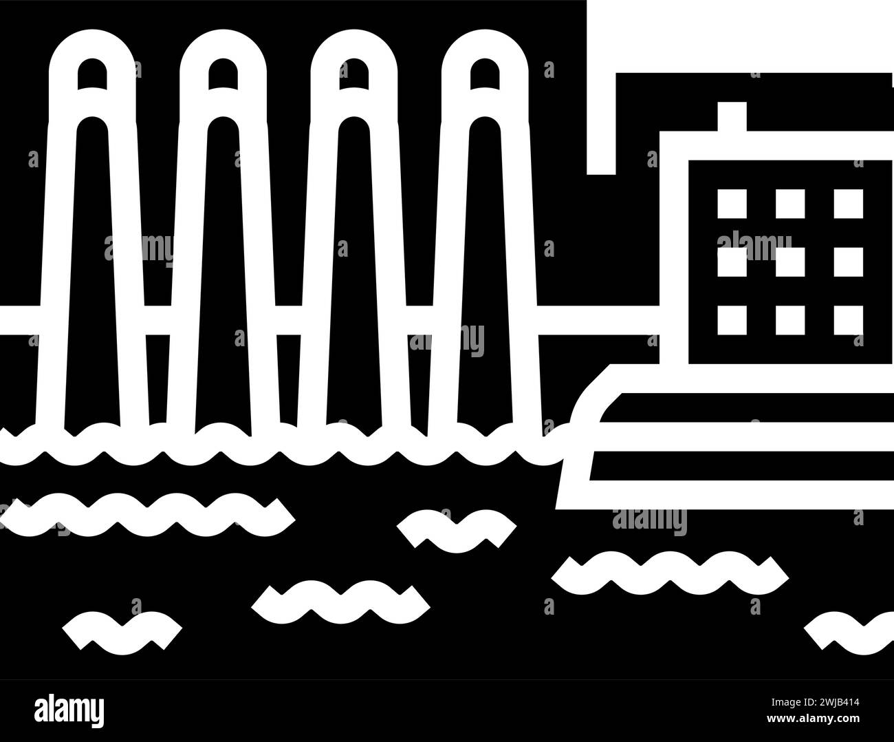 hydro station hydroelectric power glyph icon vector illustration Stock ...