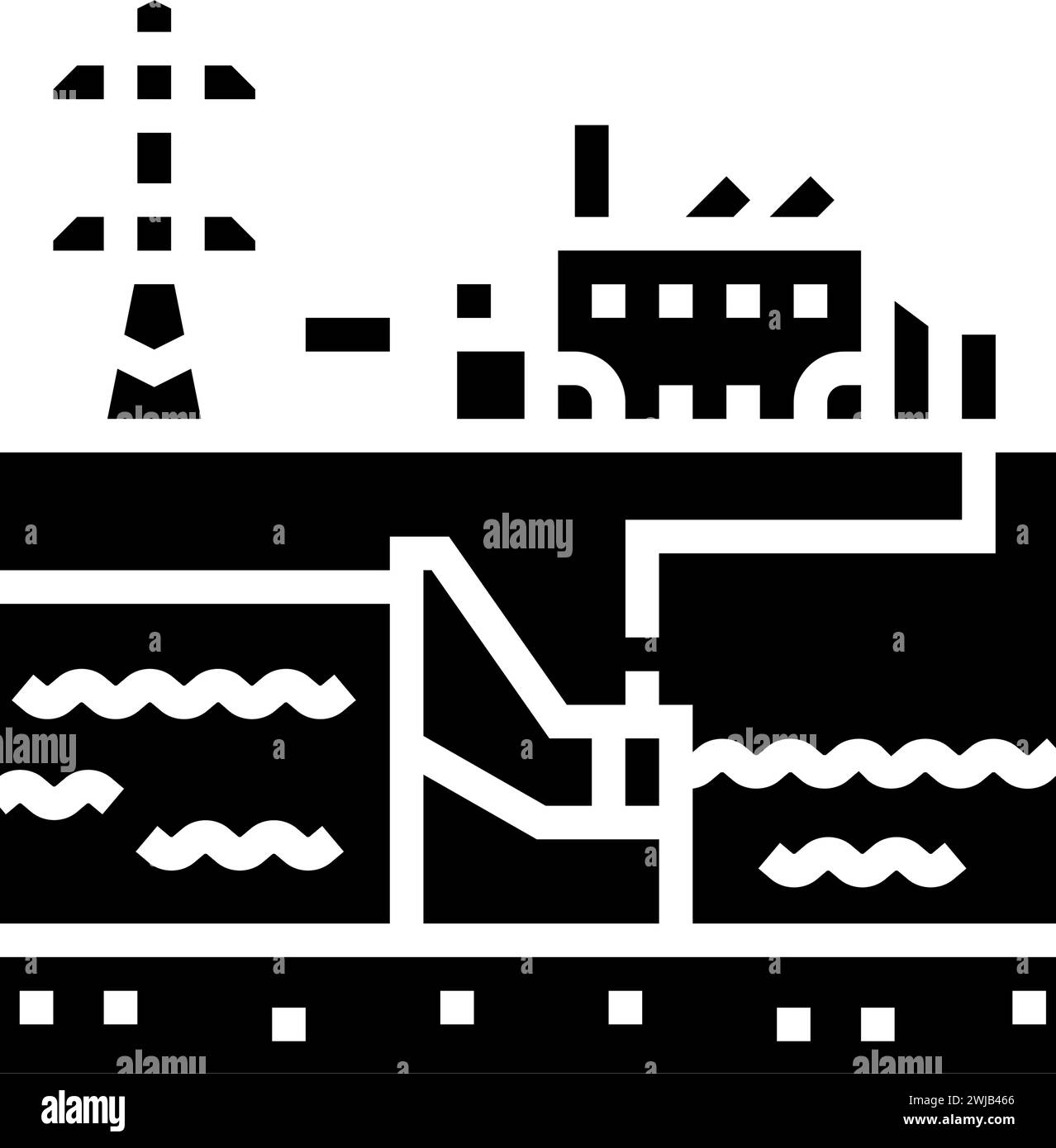 hydroelectric plant power glyph icon vector illustration Stock Vector ...