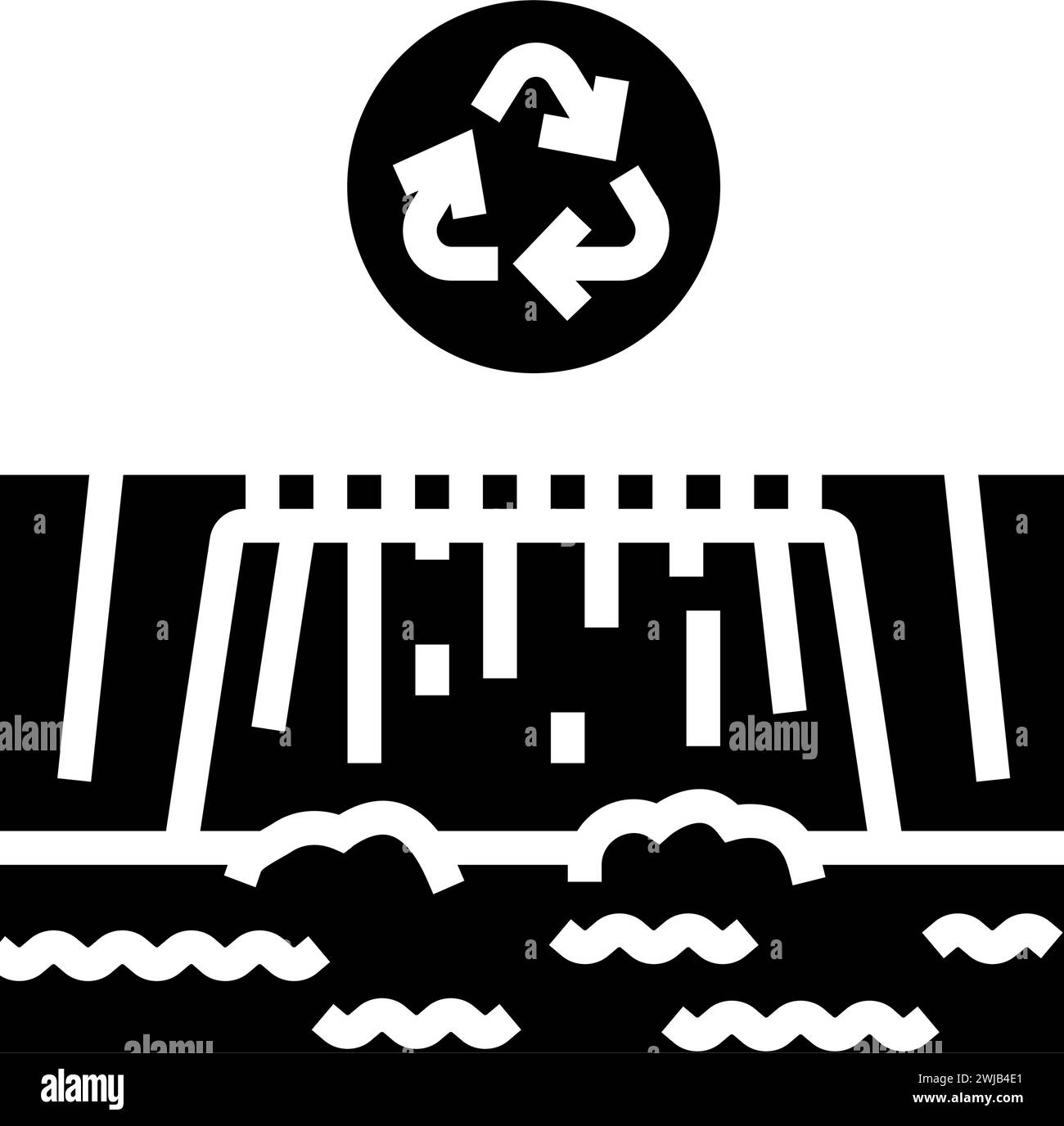 clean energy source hydroelectric power glyph icon vector illustration ...