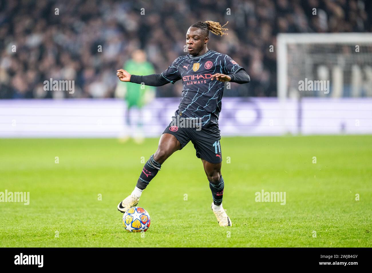 Copenhagen, Denmark. 13th Feb, 2024. Jeremy Doku (11) of Manchester ...