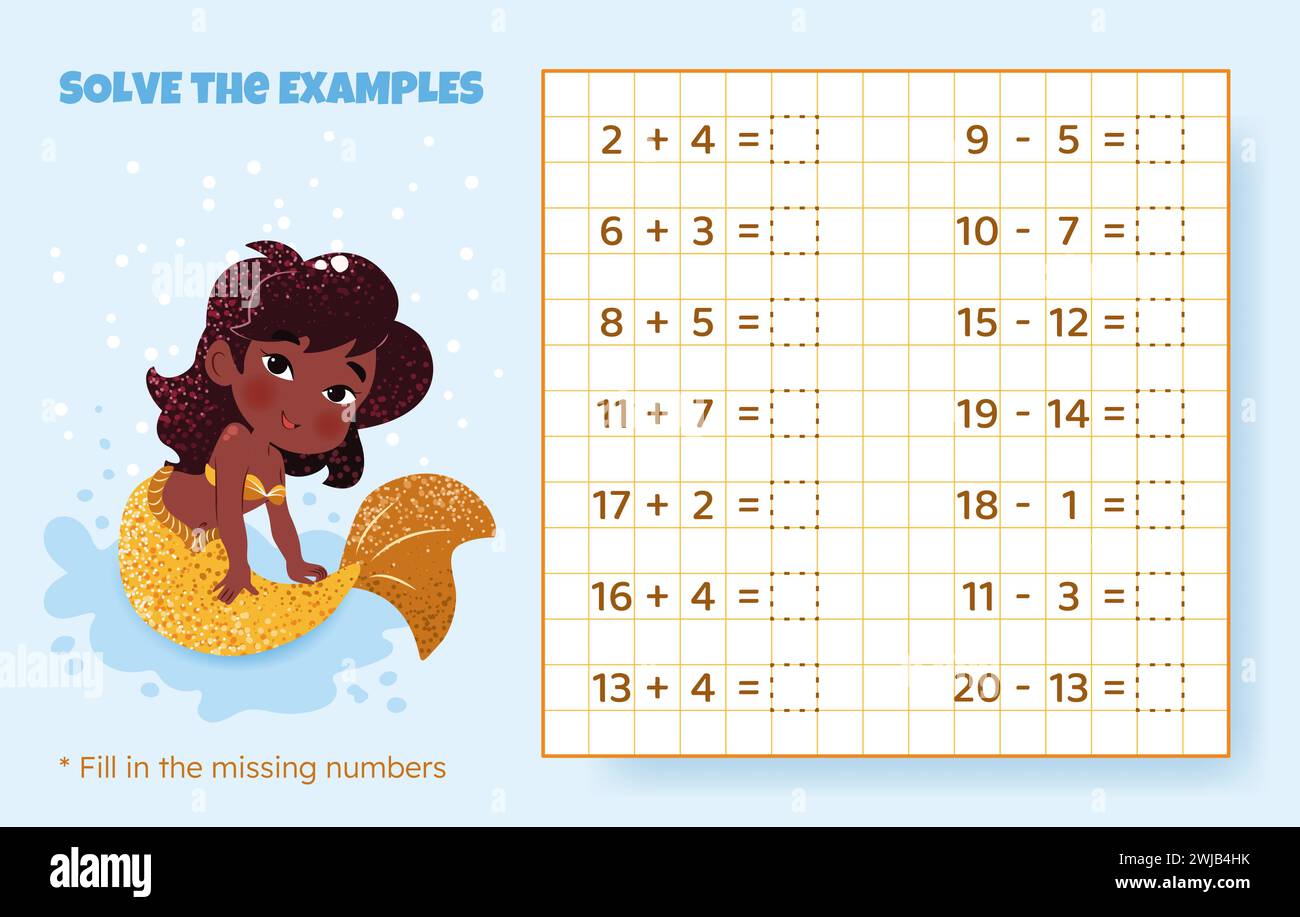 Math game for kids. Addition and subtraction Stock Vector Image & Art ...