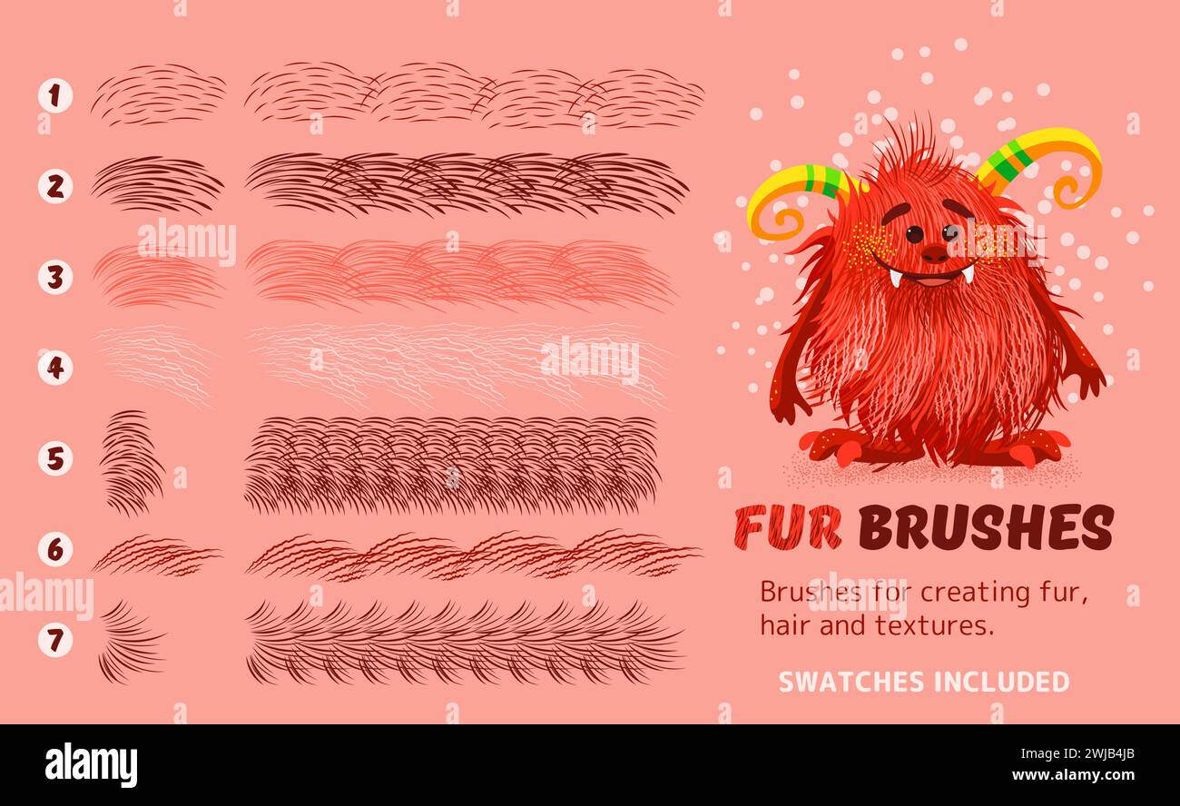 Fur brushes set. Vector textured strokes Stock Vector Image & Art - Alamy
