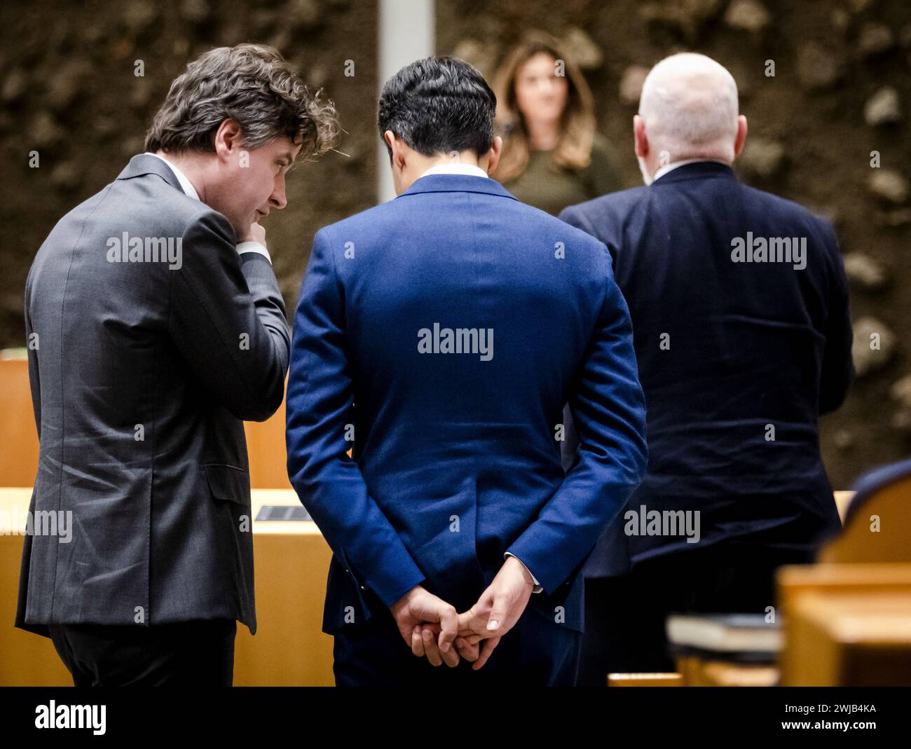 THE HAGUE - Henri Bontenbal (CDA), Rob Jetten (D66), Dilan Yesilgoz (VVD) and Frans Timmermans ...
