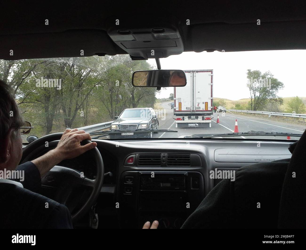 driving in a car in road traffic on the street Car in road traffic on ...