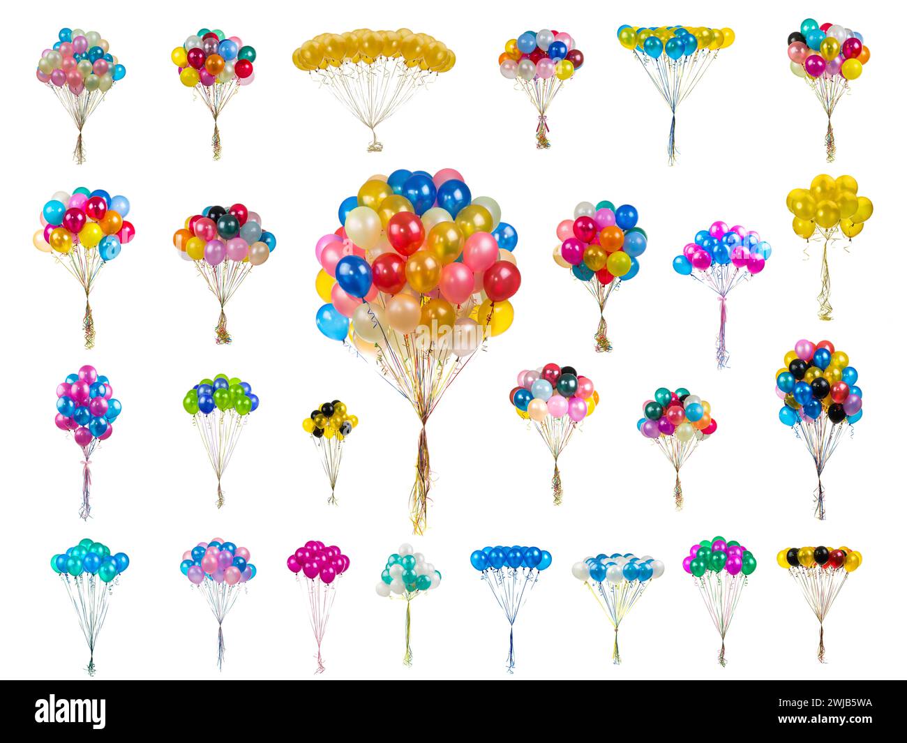 collage color balloons on a white background Stock Photo - Alamy