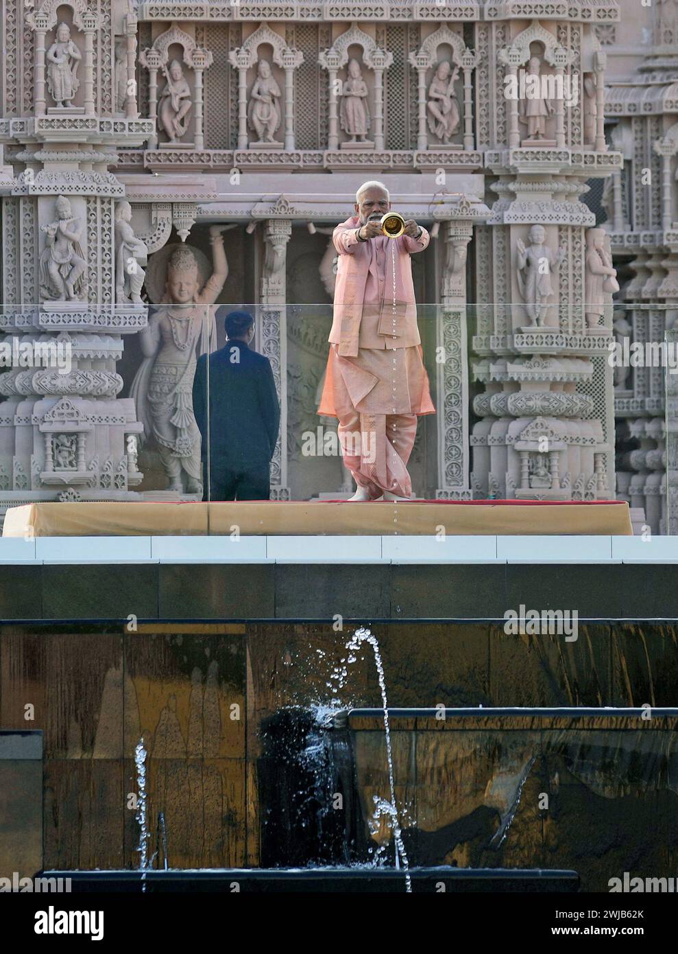 Indian Prime Minister Narendra Modi conducts a Hindu ritual as he ...