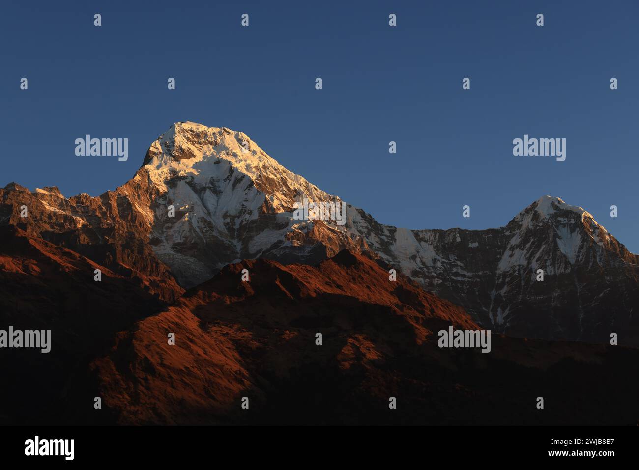 Annapurna South snow mountain in Nepal in day time, morning Stock Photo ...