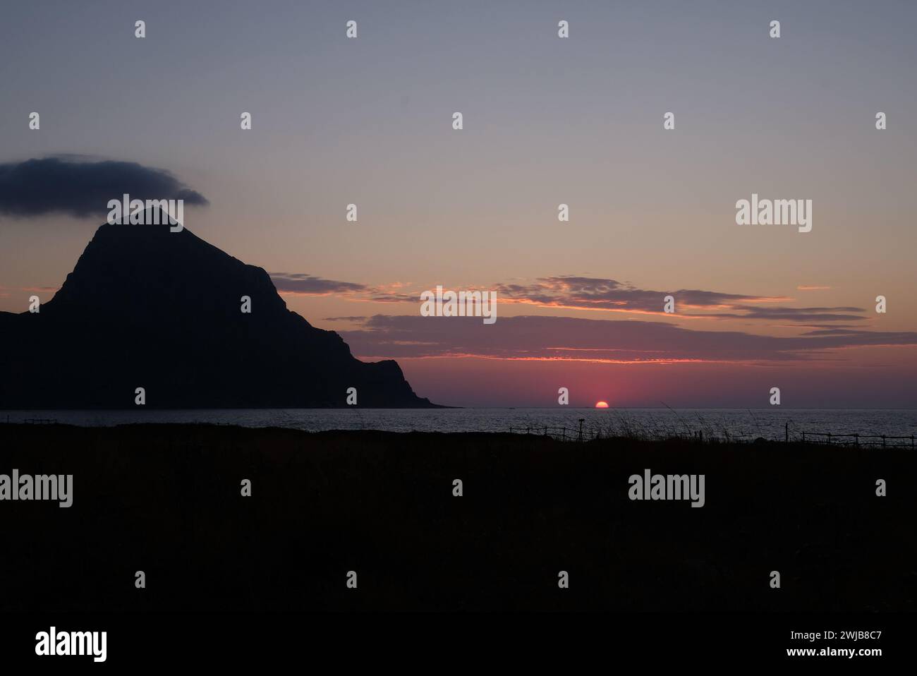 Sunset at Monte Cofano Stock Photo - Alamy