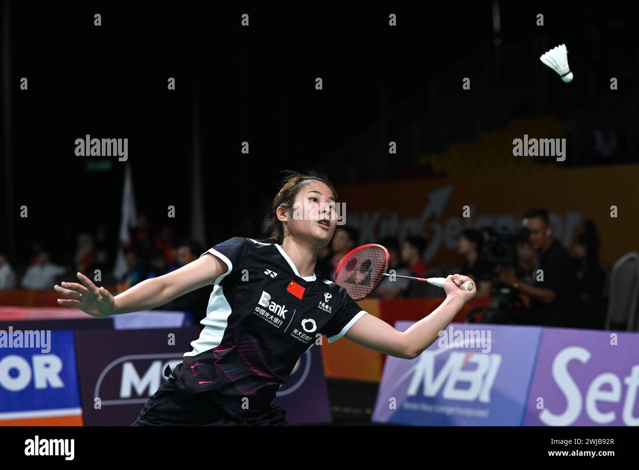 Shah Alam, Malaysia. 14th Feb, 2024. Wu Luoyu of China hits a return in ...