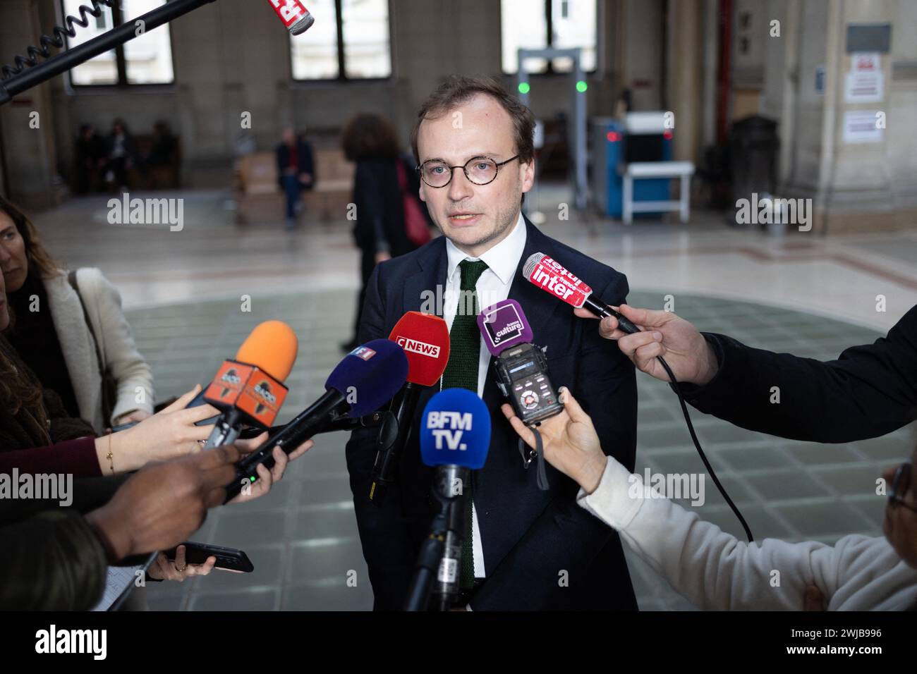 Lawyer of former president Nicolas Sarkozy, Vincent Desry speaks to the ...