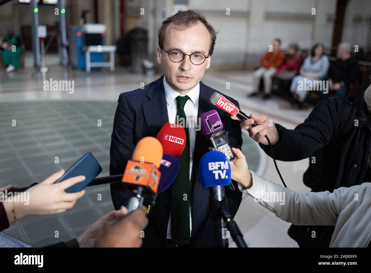 Lawyer of former president Nicolas Sarkozy, Vincent Desry speaks to the ...