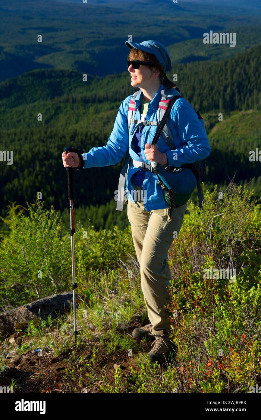 Hiker on Bachelor Mountain Trail, Willamette National Forest, Oregon ...