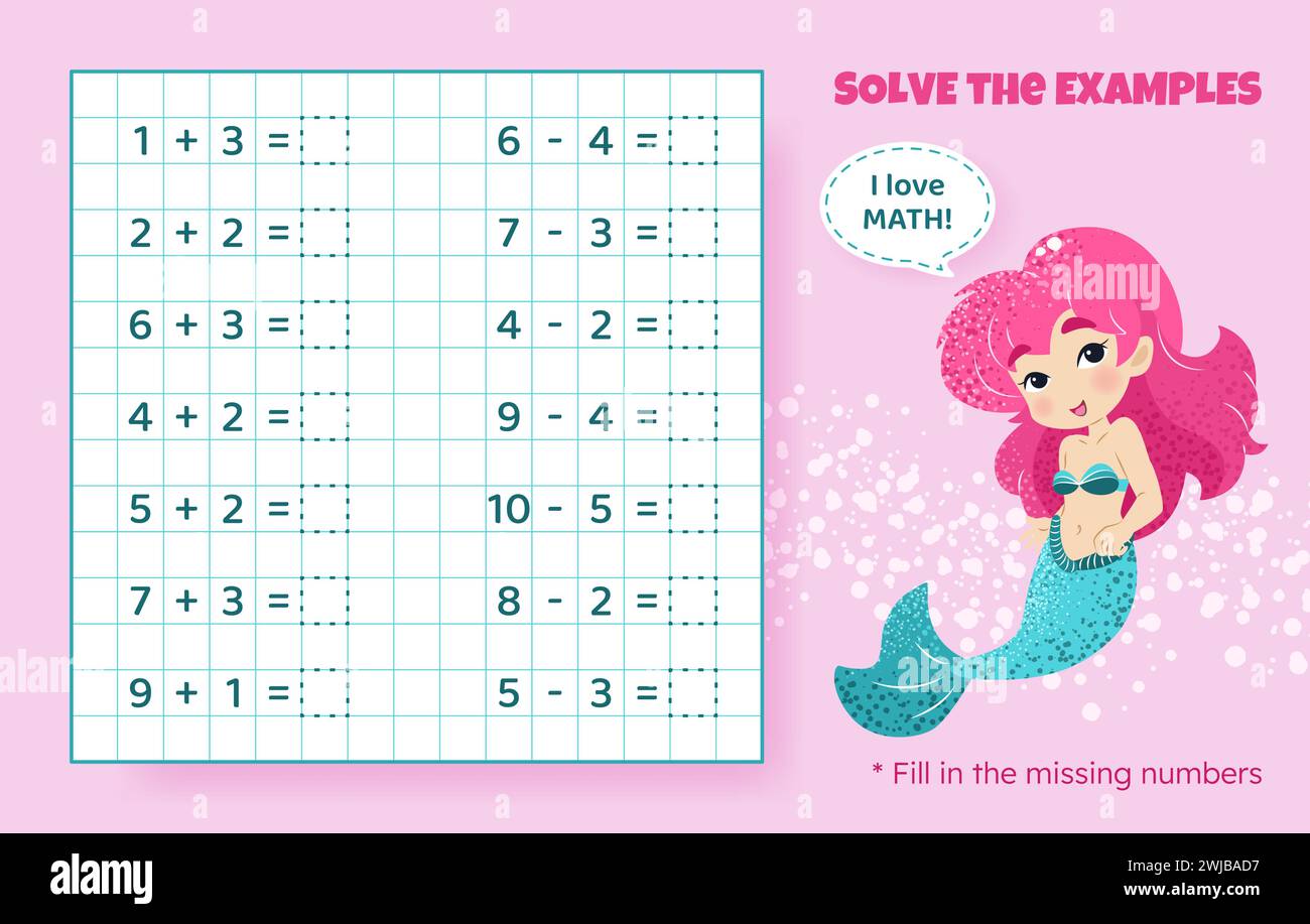 Math game for kids. Addition and subtraction Stock Vector Image & Art ...