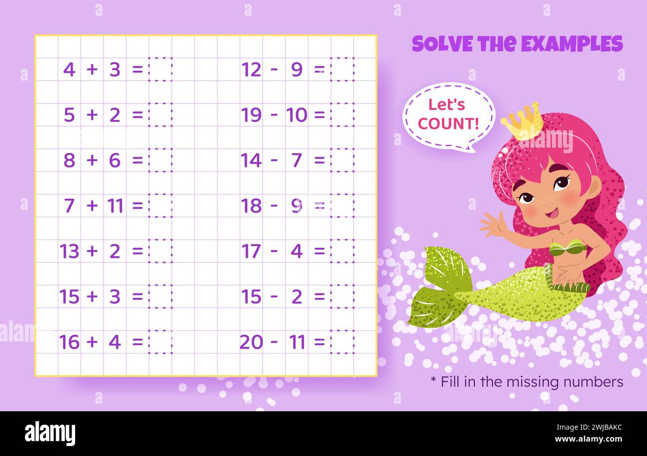 Math game for kids. Addition and subtraction Stock Vector Image & Art ...