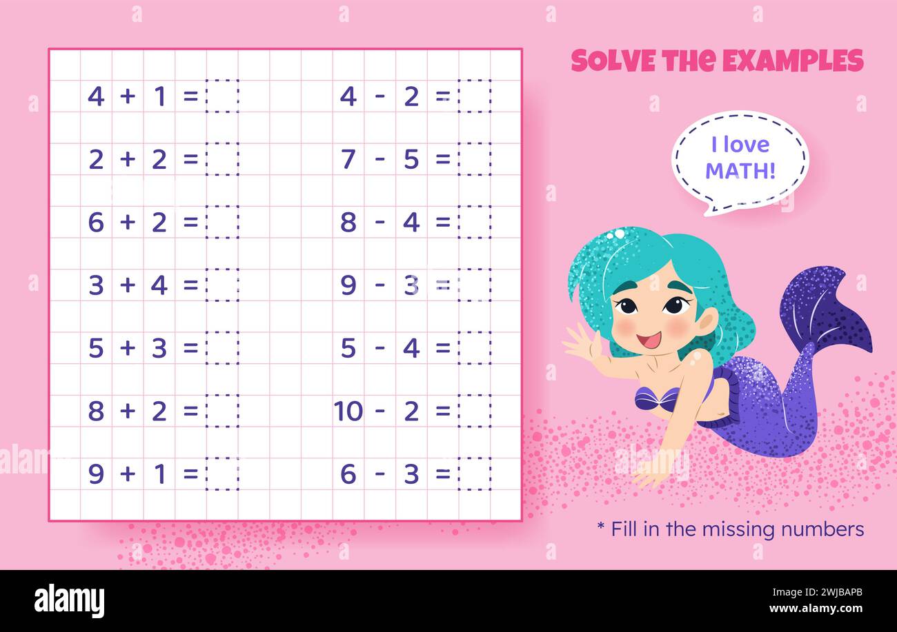 Math game for kids. Addition and subtraction Stock Vector Image & Art ...