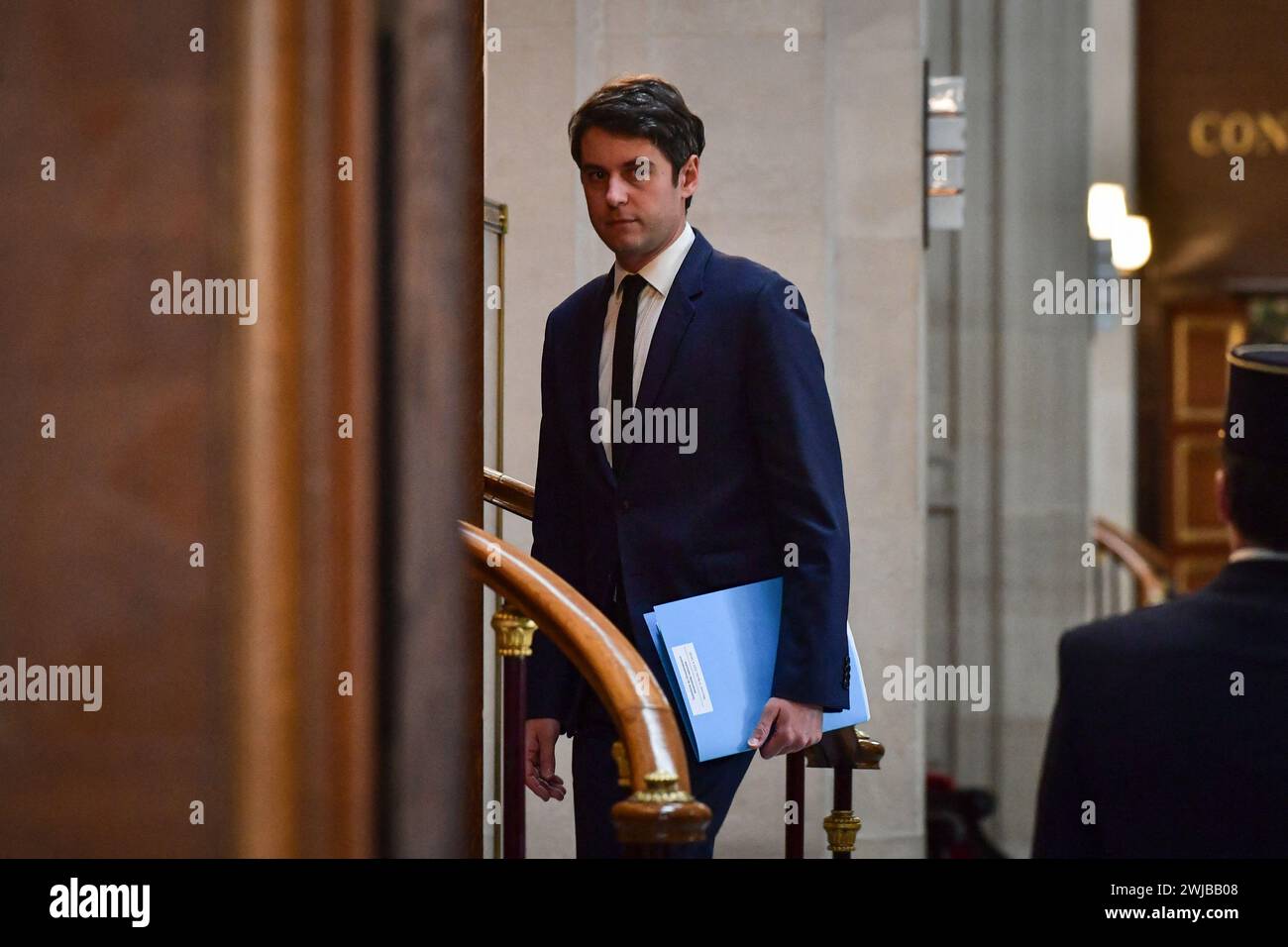 French Prime Minister Gabriel Attal looks on before a session of ...