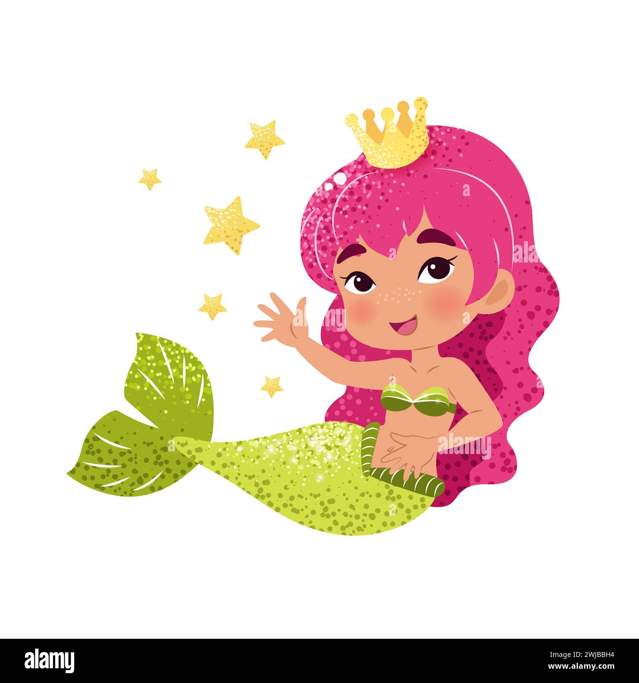 Cute little mermaid in flat style. Vector illustration Stock Vector ...