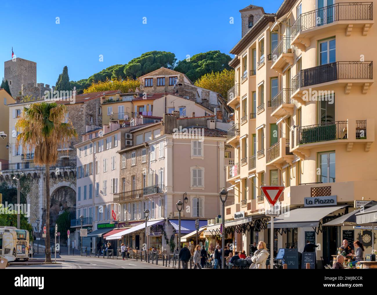 Everyday life in Cannes City Centre with shoppers and tourists mixing ...