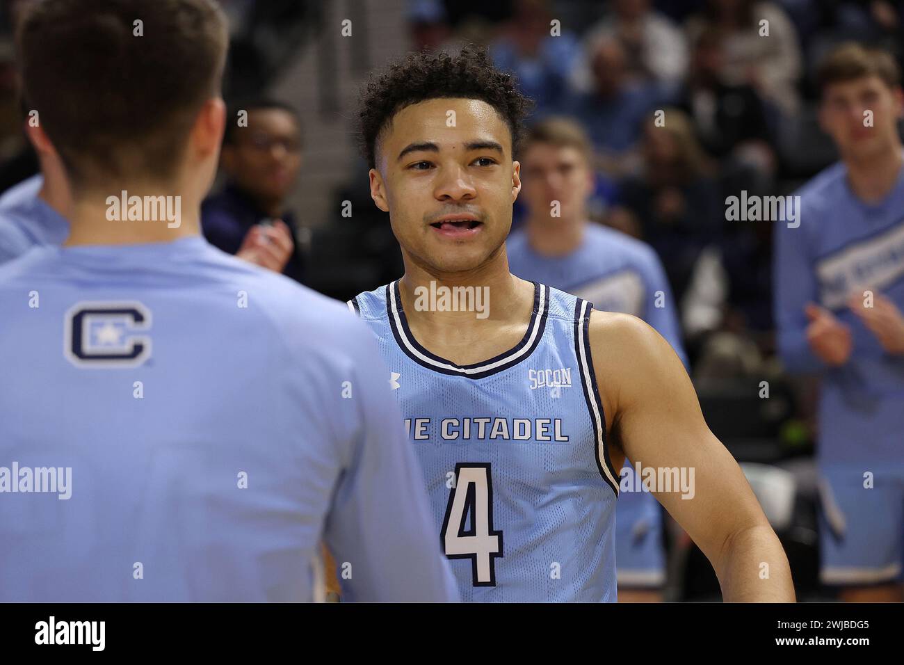 SPARTANBURG, SC - FEBRUARY 10: The Citadel Bulldogs guard Elijah Morgan ...