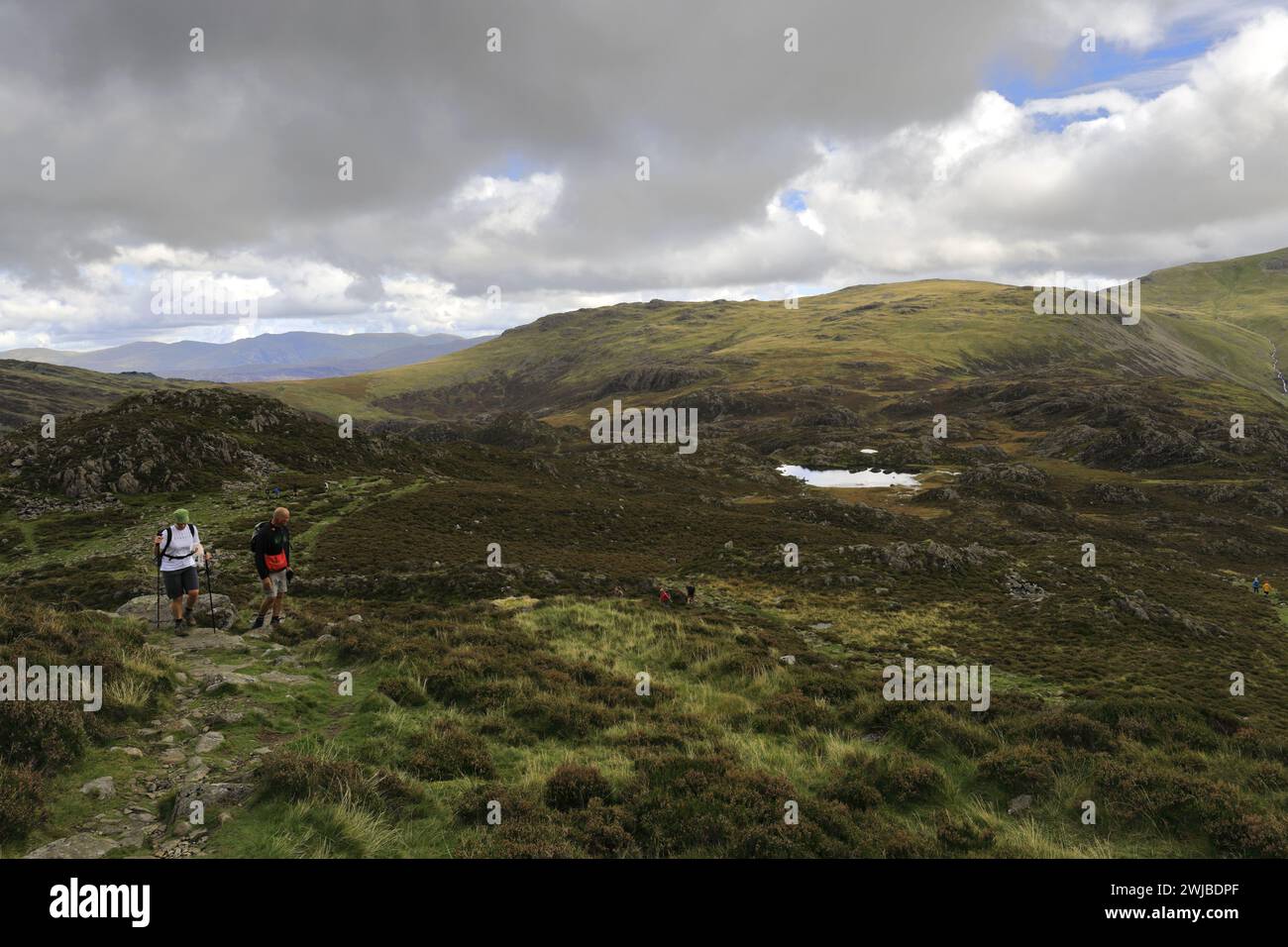 The summit carin of Haystacks Fell, overlooking Buttermere, Cumbria ...