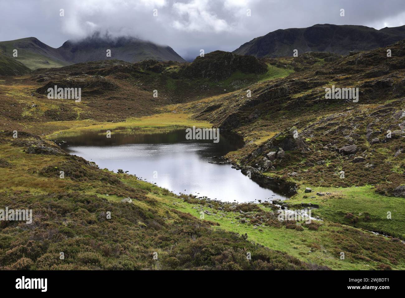 View over Blackbeck Tarn below Haystacks fell, Lake District National ...