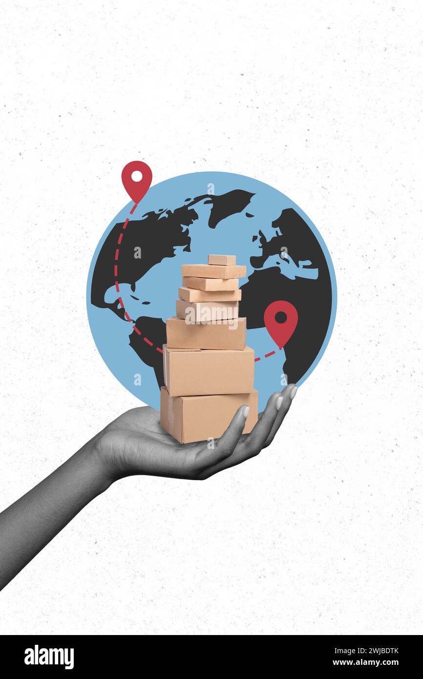 Photo template image illustration of human arm holding stack carton ...