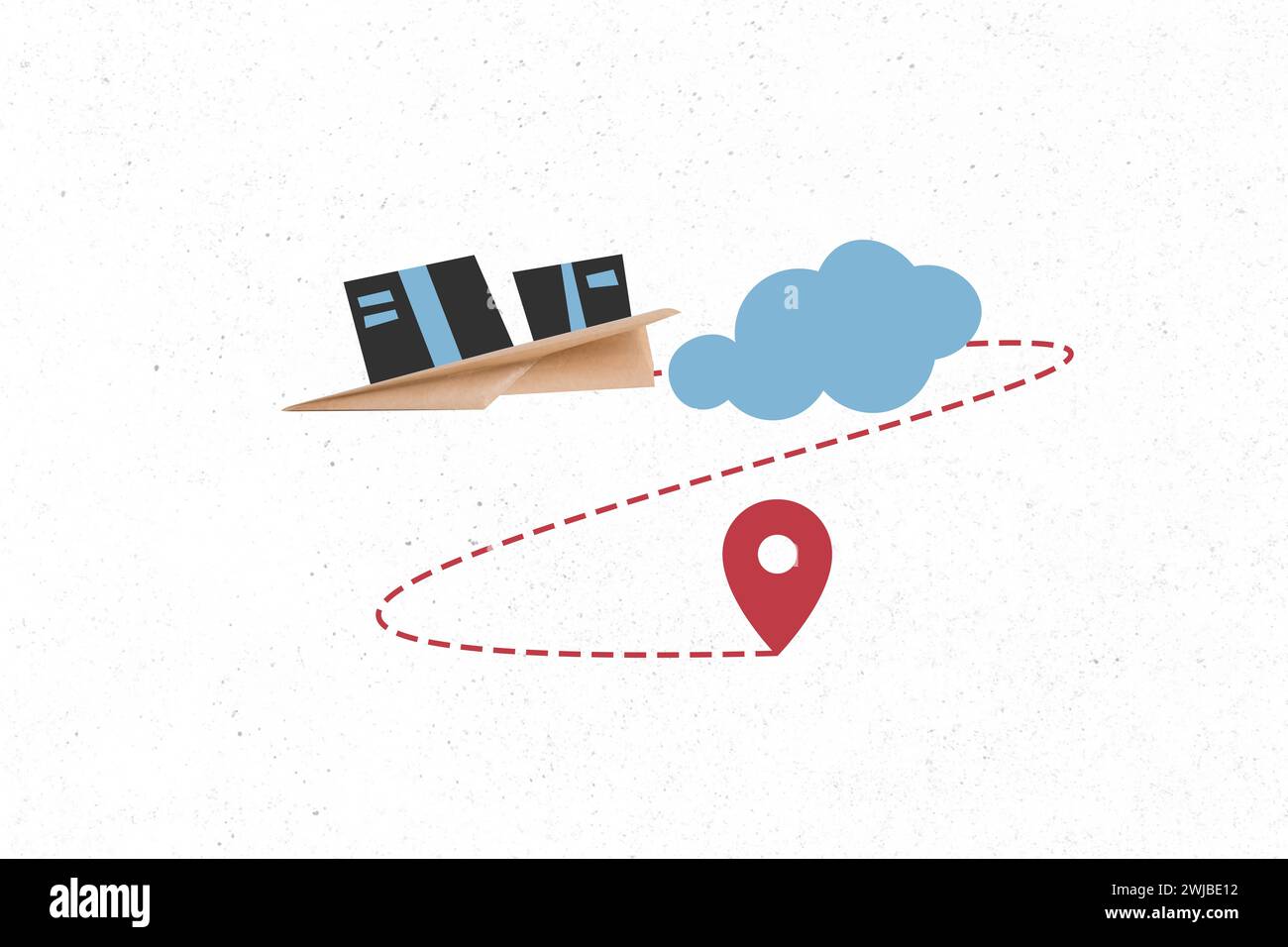 Abstract template graphics collage image of paper plane delivering ...