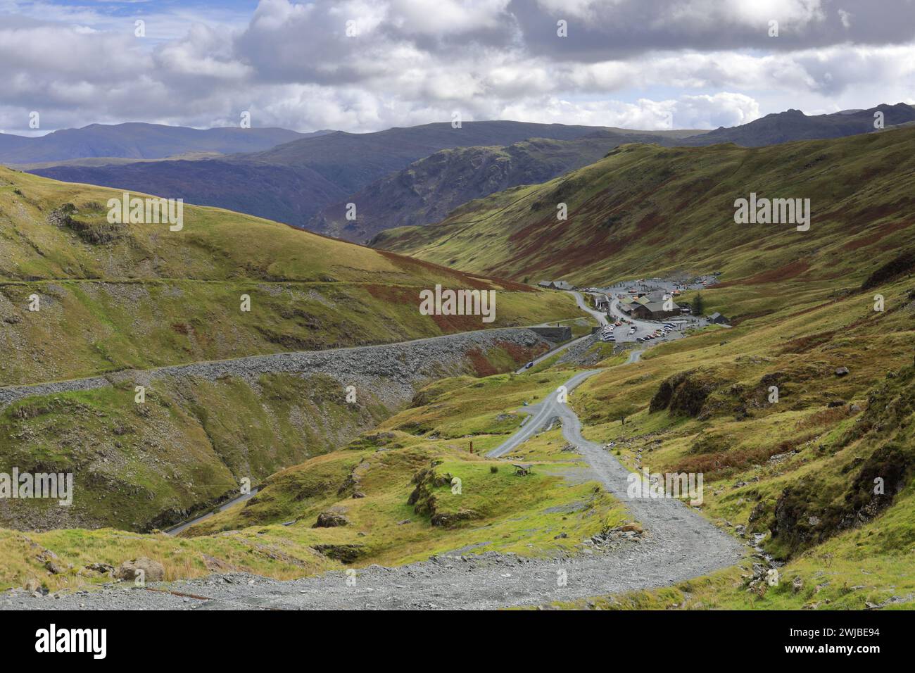 View of the Honister slate mine, Honister Pass; Buttermere, Cumbria ...